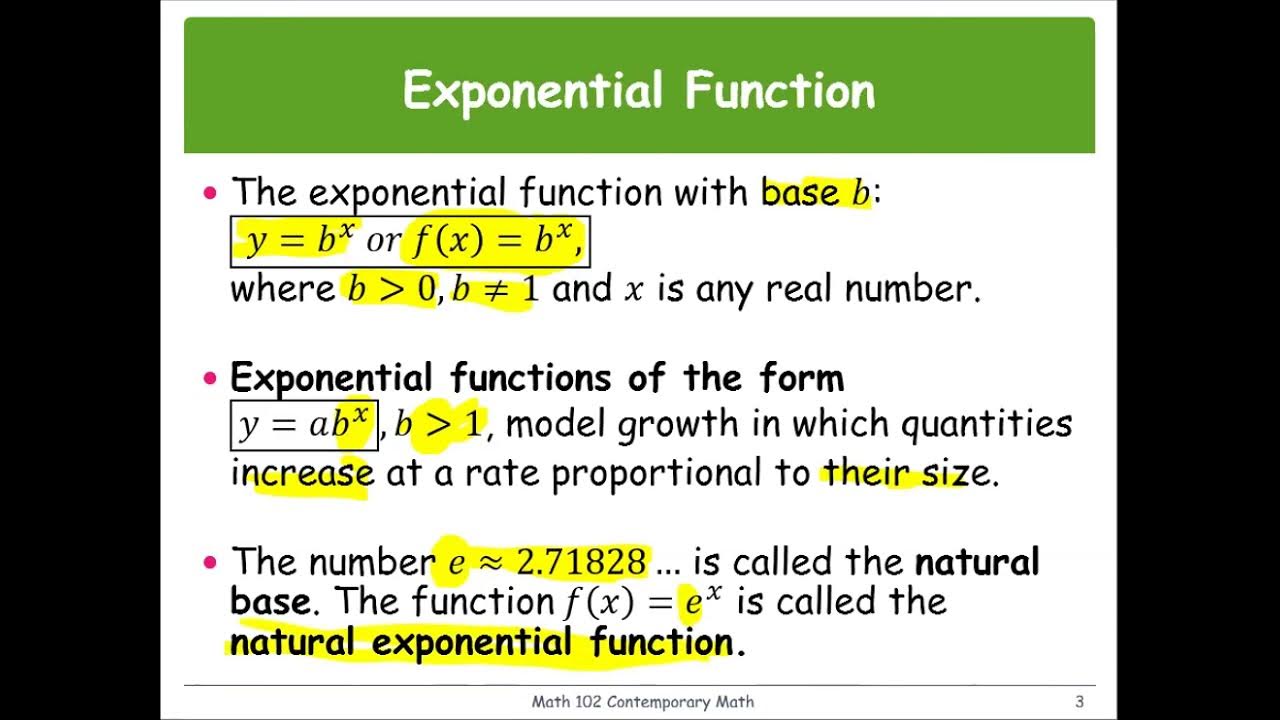 M102 Sec7 6 Exponential Function Definition And Graph Youtube