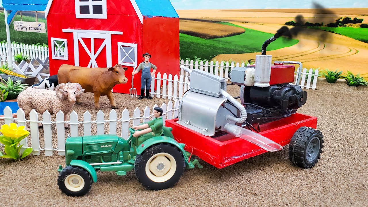 DIY Tractor water pumb | Making heart pool for animals | Diy mini tractor pumb | @Tiny Farming ...