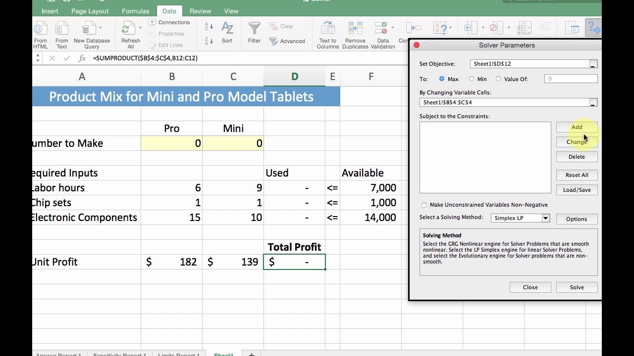 Linear Programming (LP) Optimization with Excel Solver - YouTube