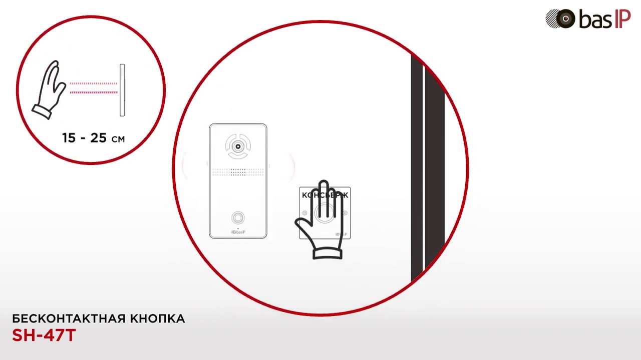 Бесконтактные решения от BAS-IP: кнопка выхода SH-45TR, дверной звонок SH-46T, кнопка SH-47T ...