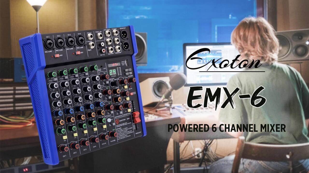 EXOTON EMX-6 6 Channel Mixing Console Bluetooth Audio Mixer - YouTube