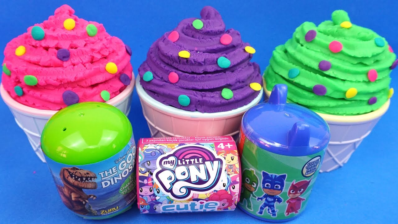 Making 3 Colors Play Doh Ice Cream Pony PJ Masks Cars Learn Colors ...