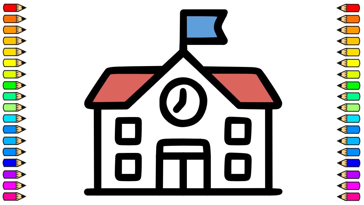 Cómo dibujar una ESCUELA / Dibujamos ESCUELA paso a paso / Dibujos para ...