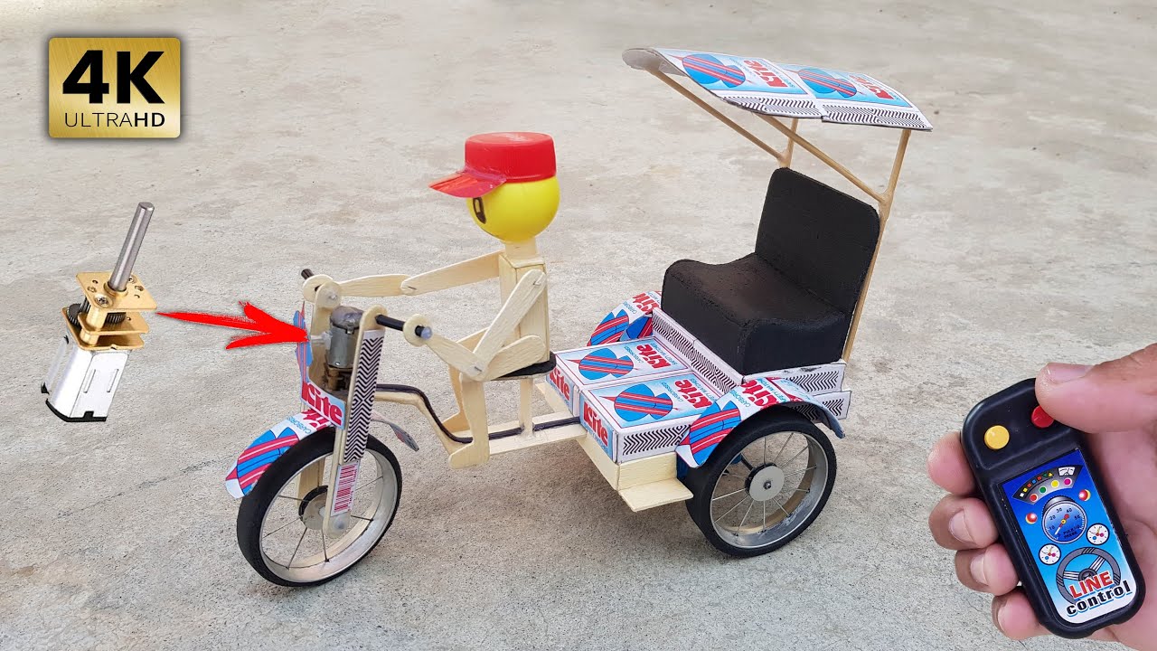 How to Make Cycle Rickshaw at Home | DIY Matchbox Robot Cycle Rickshaw ...