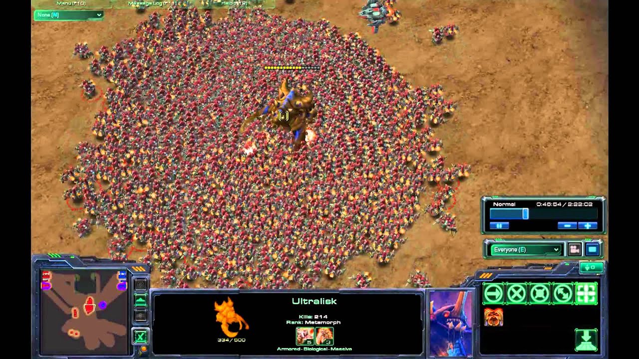 Starcraft 2 - Ultralisk vs 1000 SCVs - YouTube