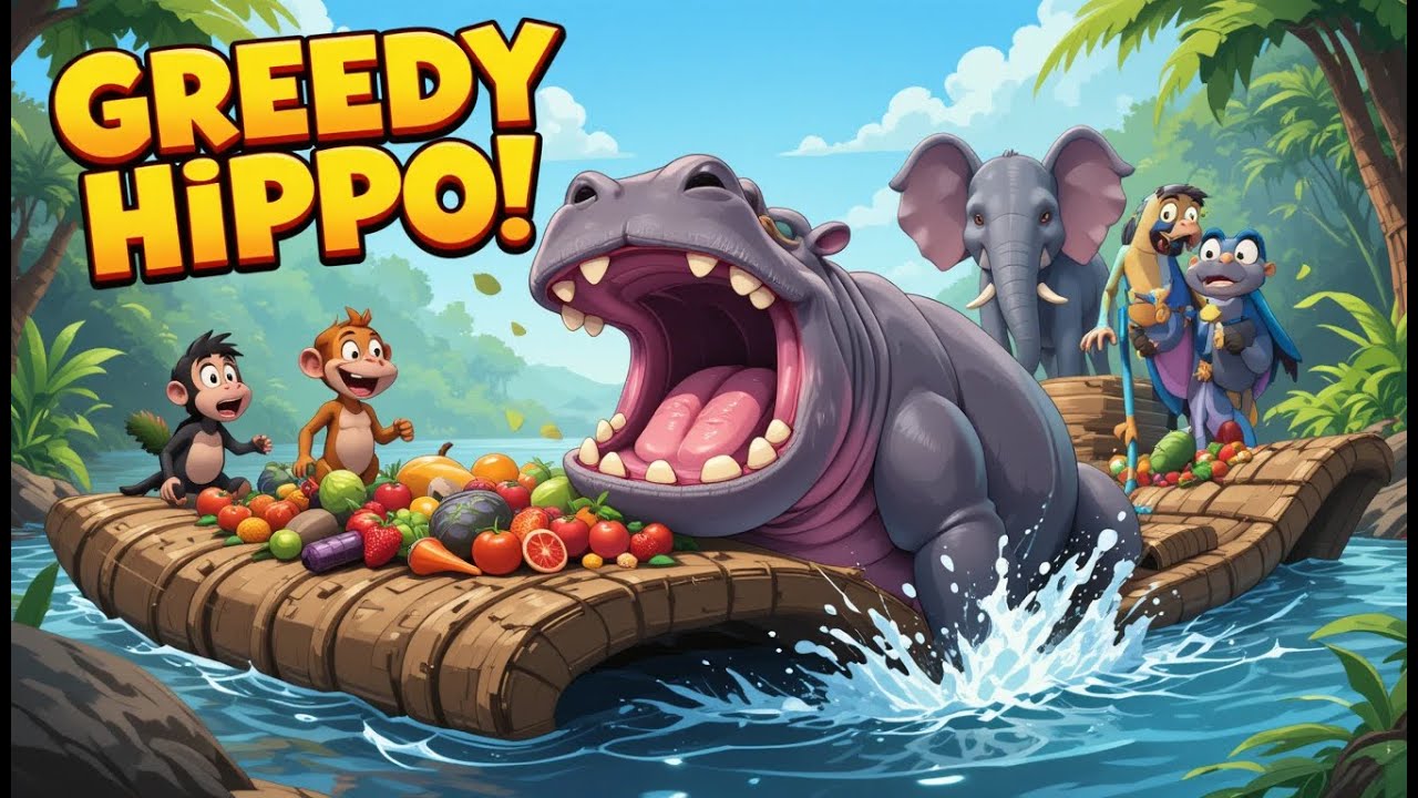 The Greedy Hippo Learns a Lesson 🦛💦 | Funny Animal Story for Kids - YouTube