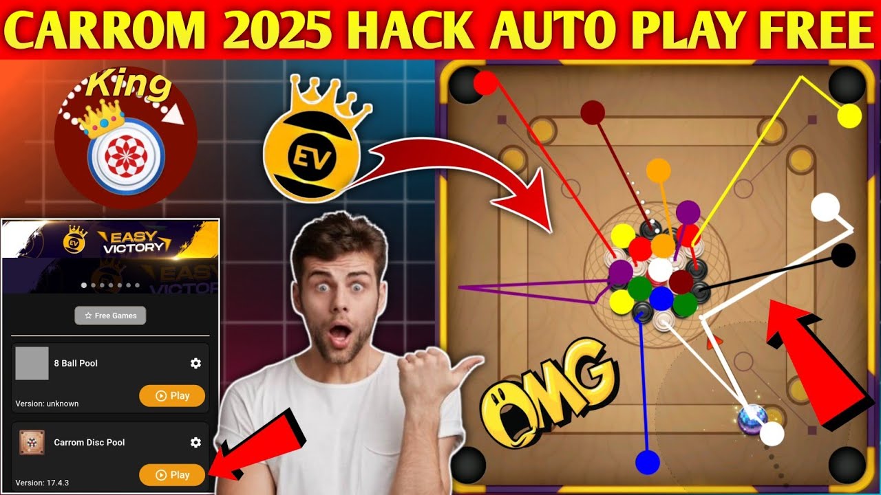 Carrom New Hack Auto Play 💯 Carrom 2025 Hack Auto Play Free 🥰 New Aim ...