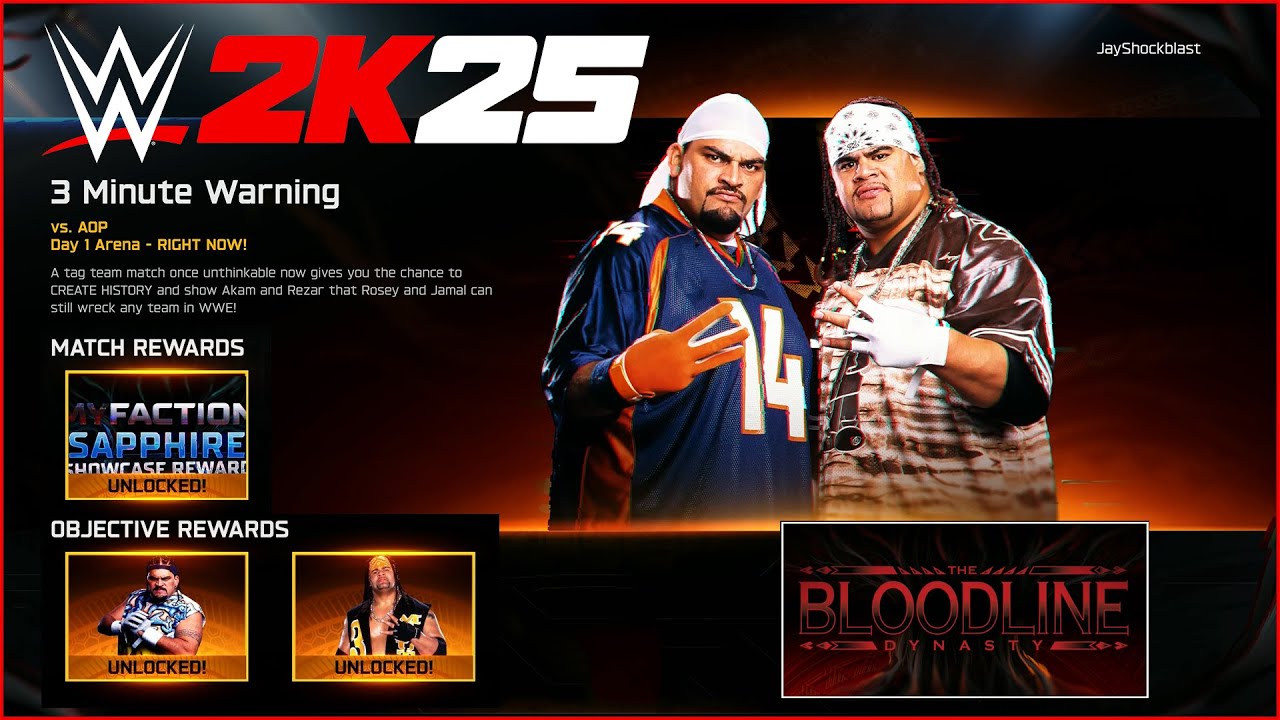 WWE 2K25 Showcase 3 Minute Warning vs AOP (The Bloodline Dynasty) - YouTube
