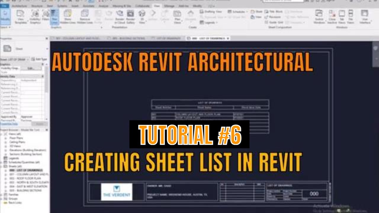 Creating Sheet List In Revit Architectural YouTube Creating Sheet List In Revit Architectural YouTube