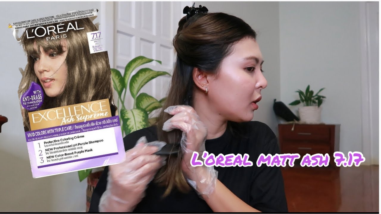 Loreal Matt ash 7.17 hair color | DYI hair color at home - YouTube