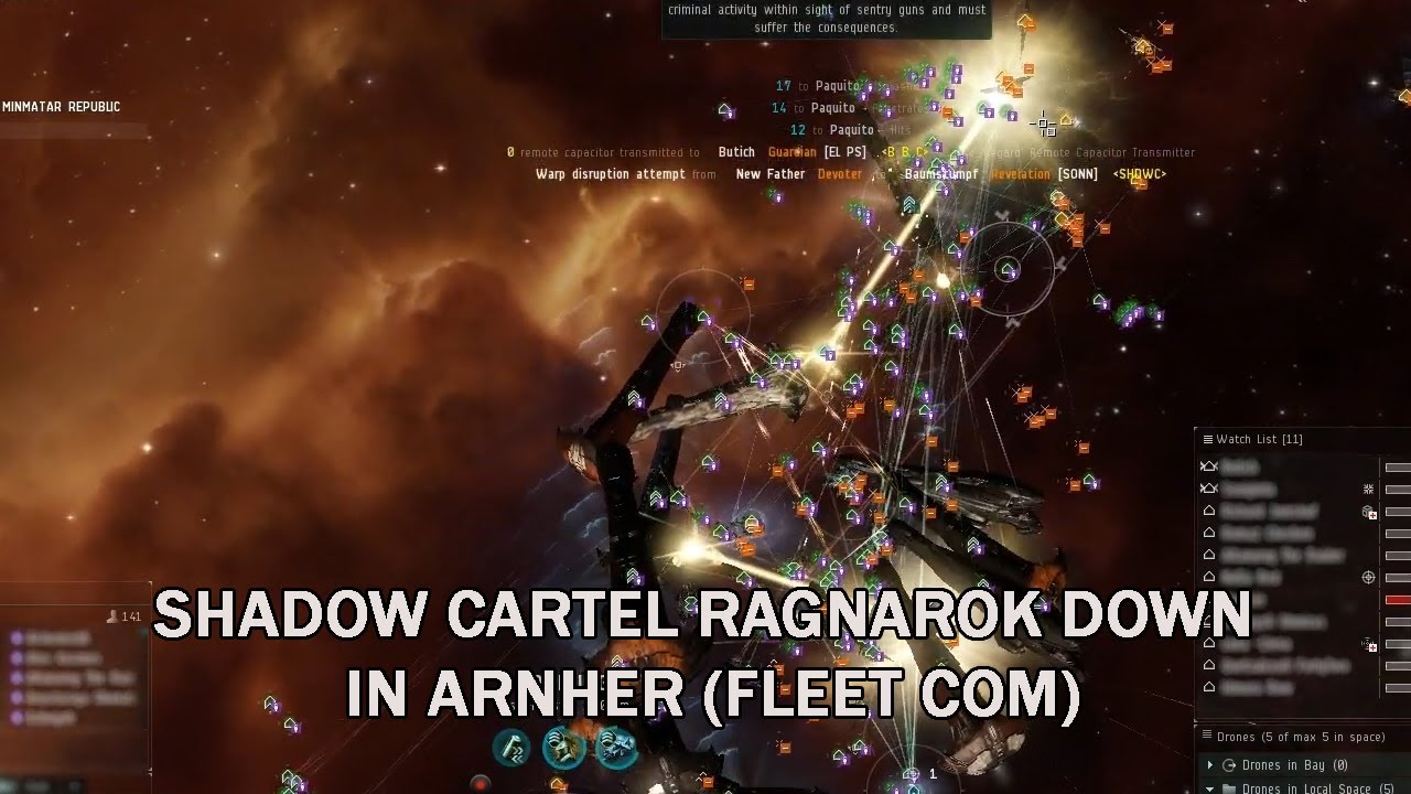 Eve Online: Shadow Cartel Ragnarok down in Arnher (fleet com) - YouTube