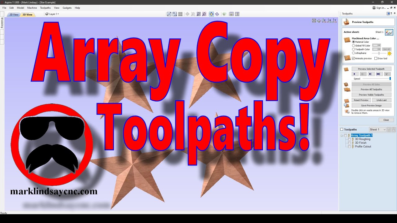 Using The Array Copy Toolpath Option In Vectric Software Youtube