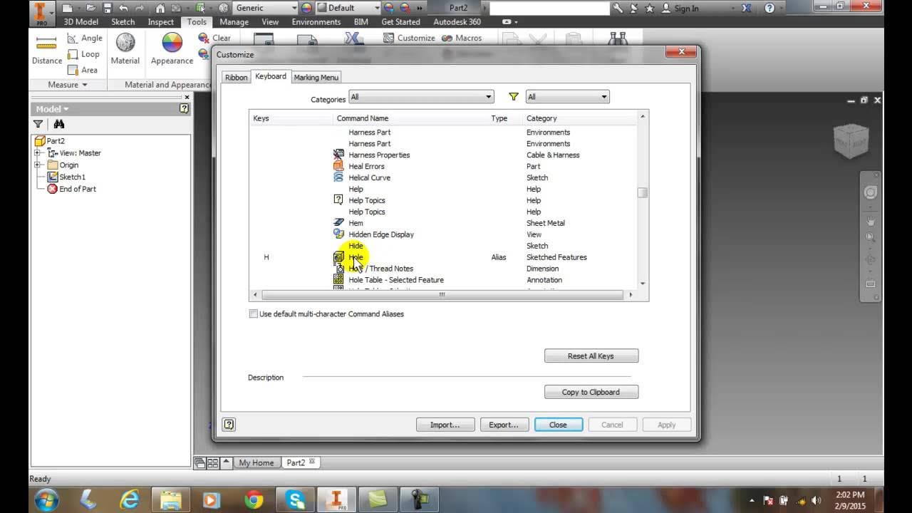 Inventor 01-16 Customizing Hotkeys - YouTube