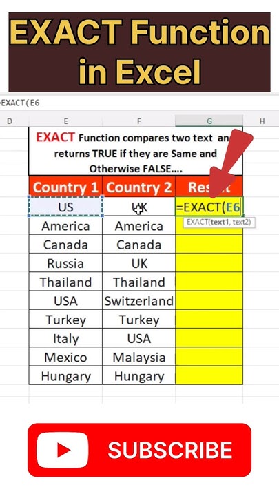 EXACT Function in Excel#Excel EXACT Formula#Excel#excelformula#exceltutorial#shorts#viral# ...