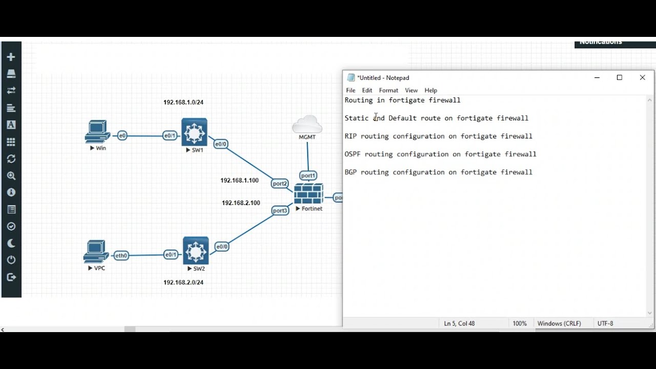 Routing on FortiGate firewall in single video static, RIP,OSPF, BGP ...