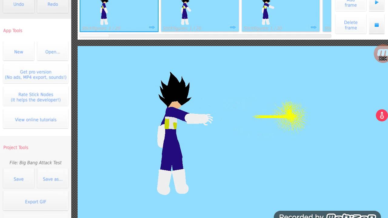 Sticknodes Vegeta uses Big Bang Attack! With and Without Tween - YouTube