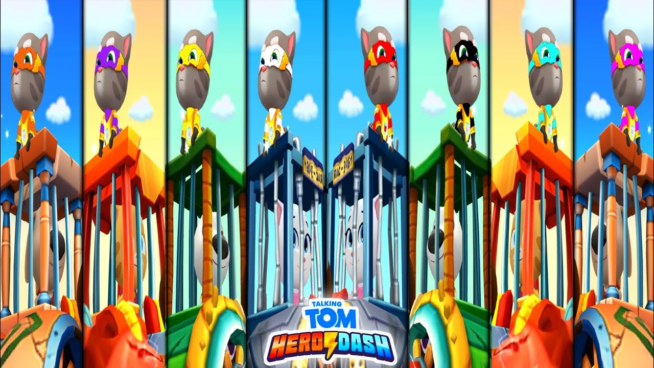 TALKING TOM HERO DASH || 8 VERSION SUPER TOM ~ PRISON BREAK SAVE THE ...