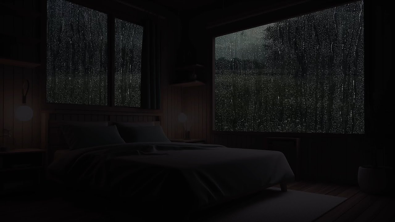 Go to Sleep with Rain Falling on Window & Thunder Sounds | Cozy Room ...