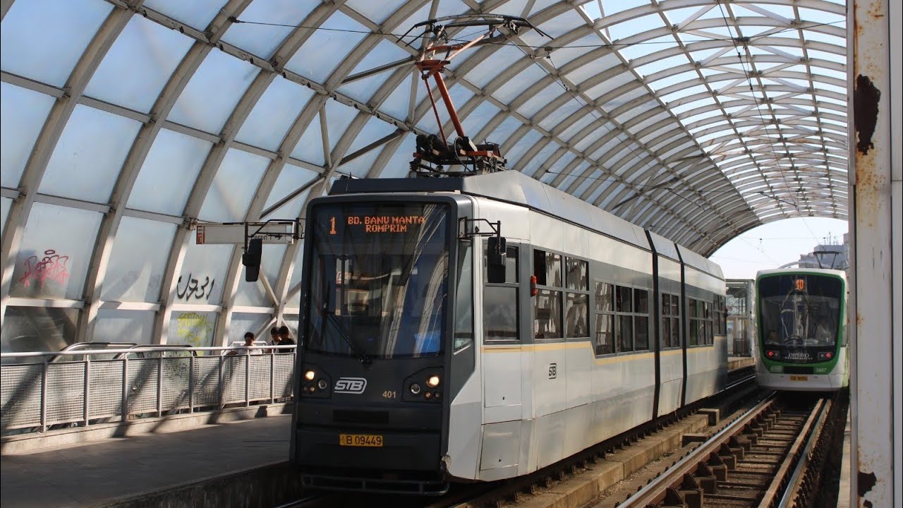 Tramvaiul Bucur LF-CH #401(linia 1) părăsind stația Pasaj Basarab - YouTube