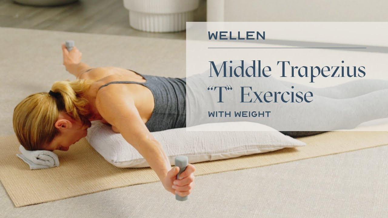 How to do a Middle Trapezius "T" Exercise on Mat with Weight - Posture ...