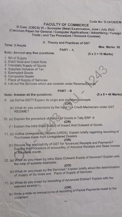 theory and practice of GST model paper ou university 6th sem #degree # ...
