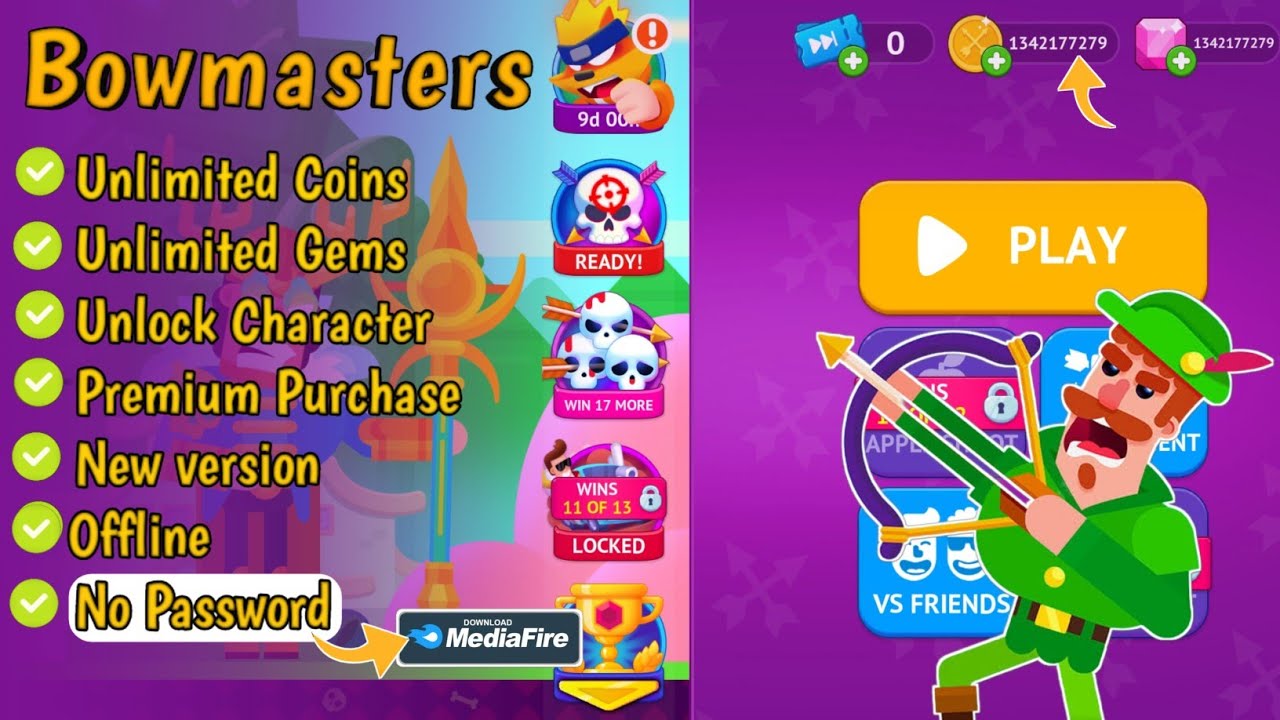 Bowmasters MOD v5.0.27 New version | Unlimited Money + Gems, Unlock ...