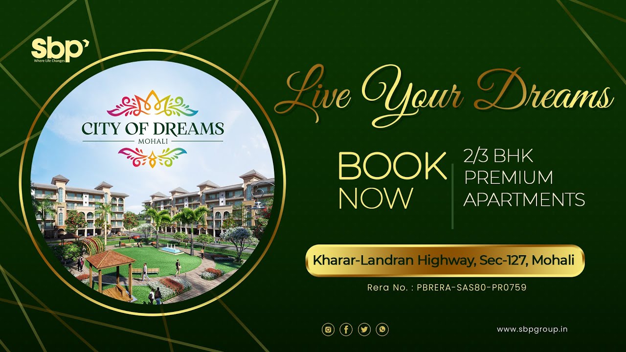 SBP City of Dreams 127 ,3 BHK Flats Kharar Mohali |SBP Group flats City ...