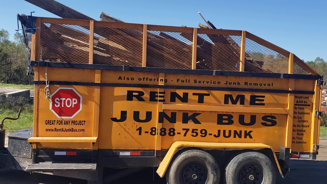 21 yard Junk Bus Dumpster Rental on Wheels Deck Removal Slidell, La ...