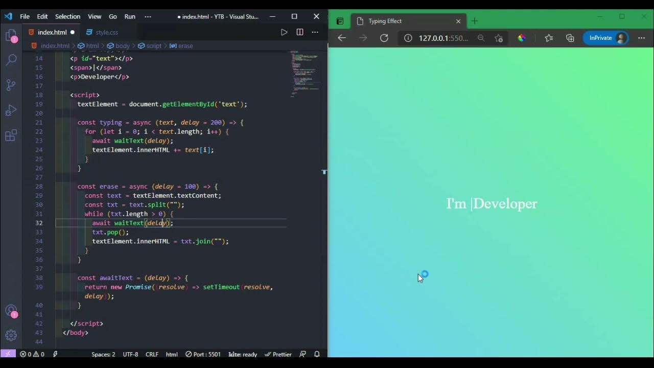 Text Typing Effect Using Javascript Youtube