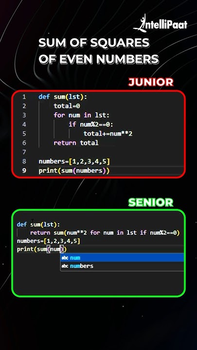 Junior Vs Senior Python Developer | Sum of Squares of Even Numbers ...