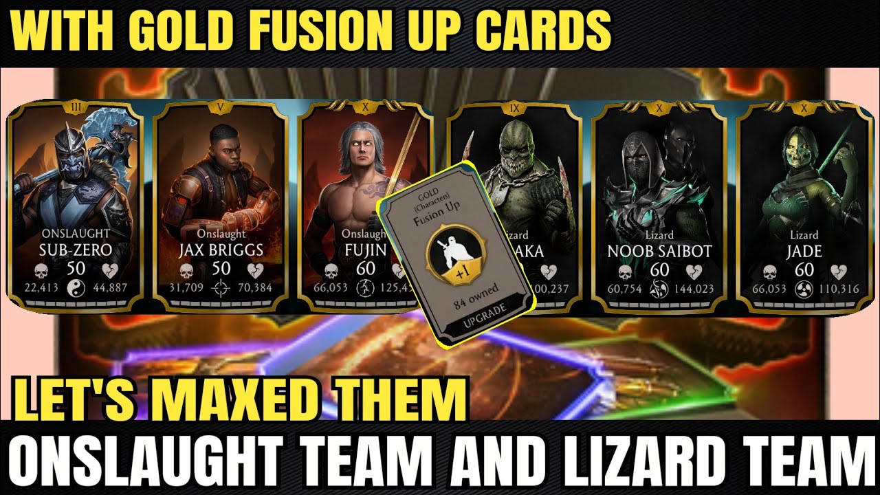 Mk Mobile | Maxed Out Onslaught Team And Lizard Team | With Fusion Up Cards #shaokhangaming # ...