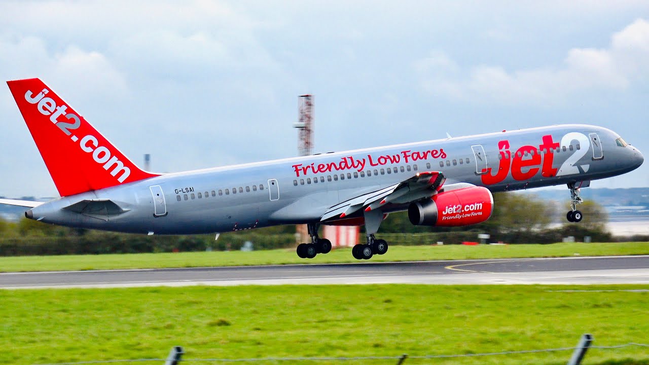 G-LSAI Jet2 Boeing 757-200 Landing at Liverpool Airport, 2024 - YouTube