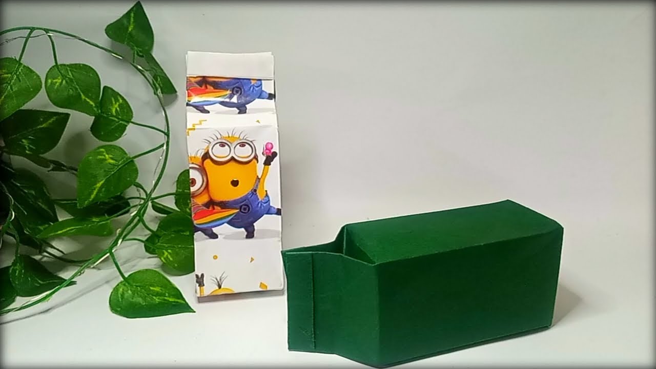 How to make milk box with paper? Diy origami milk box | Cute gift box ...