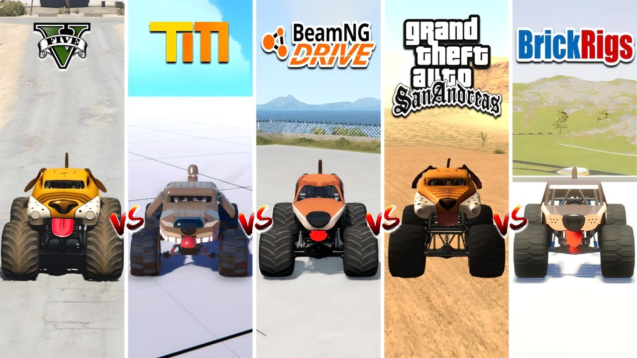 GTA 5 MONSTER MUTT MONSTER JAM TRUCK vs TRAILMAKERS vs GTA SA vs ...