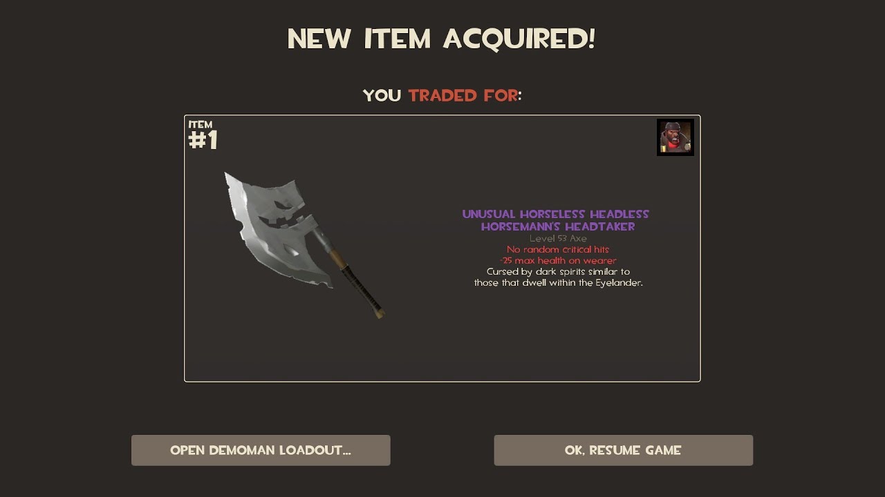 Team Fortress 2 - Unusual Horseless Headless Horsemann's Headtaker ...