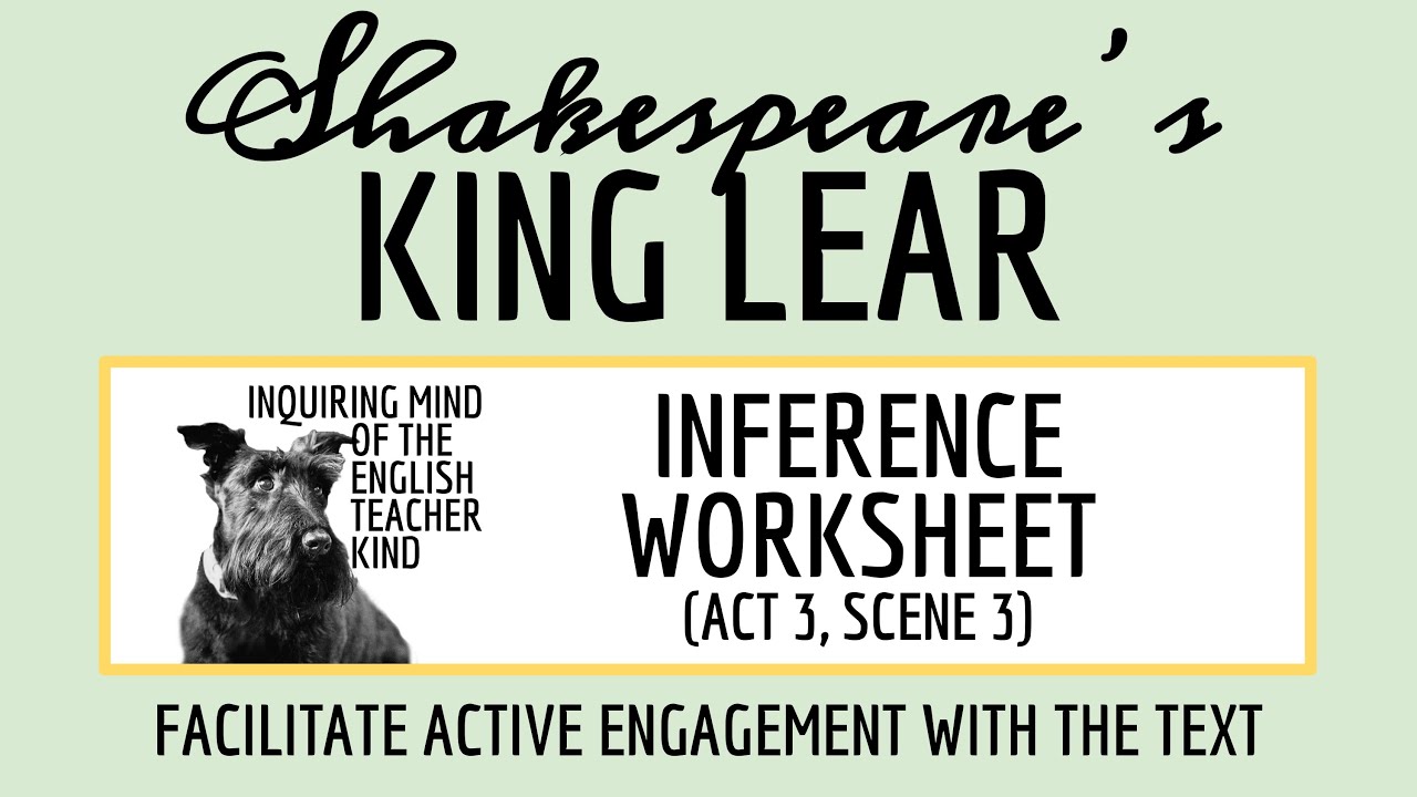 Shakespeare's King Lear Act 3 Scene 3 Close Reading Inference Worksheet ...