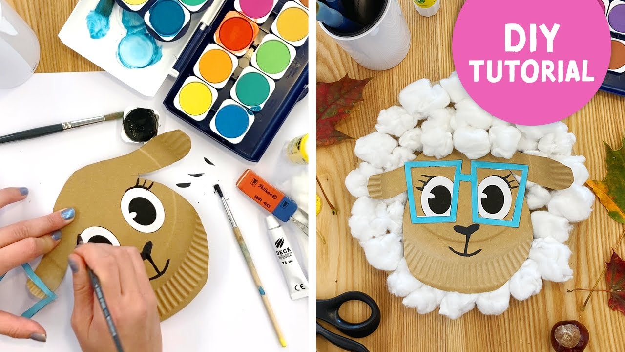 DIY craft tutorial ️ SHEEP crafted from paper plates & cotton wool ️ ...