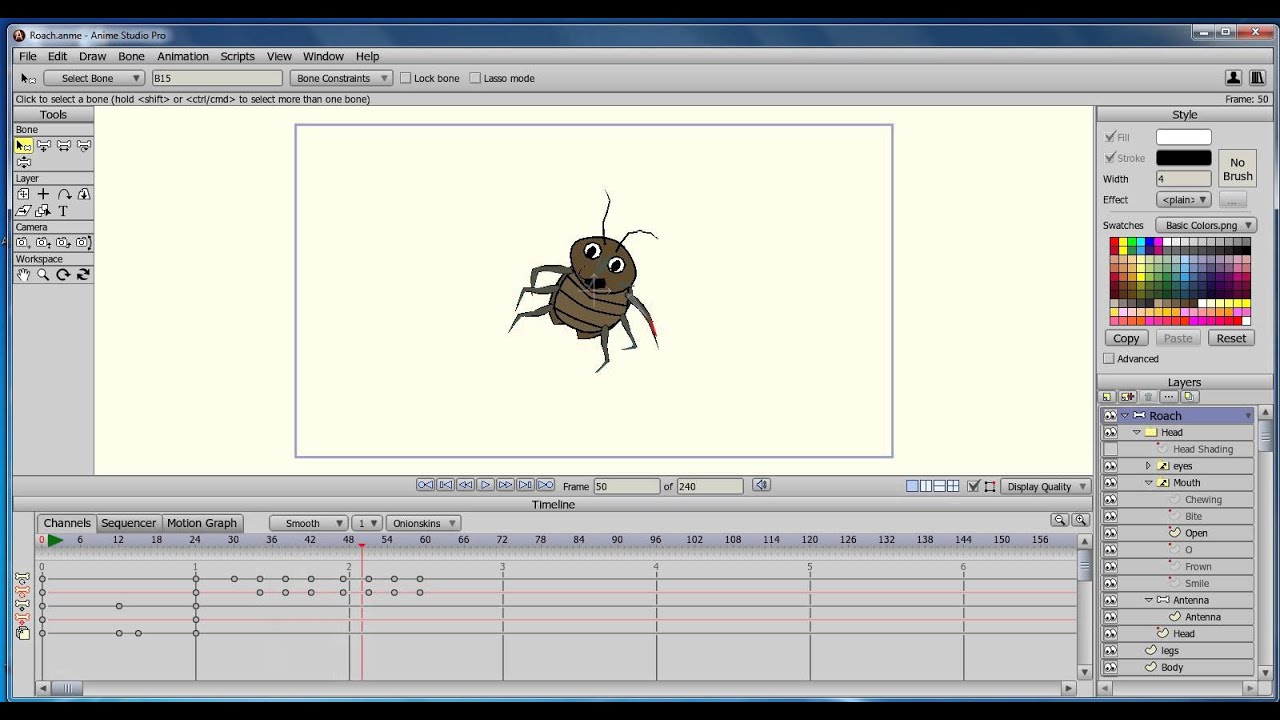 Roach Animation - Anime Studio Rig - NivekProAnimations - YouTube