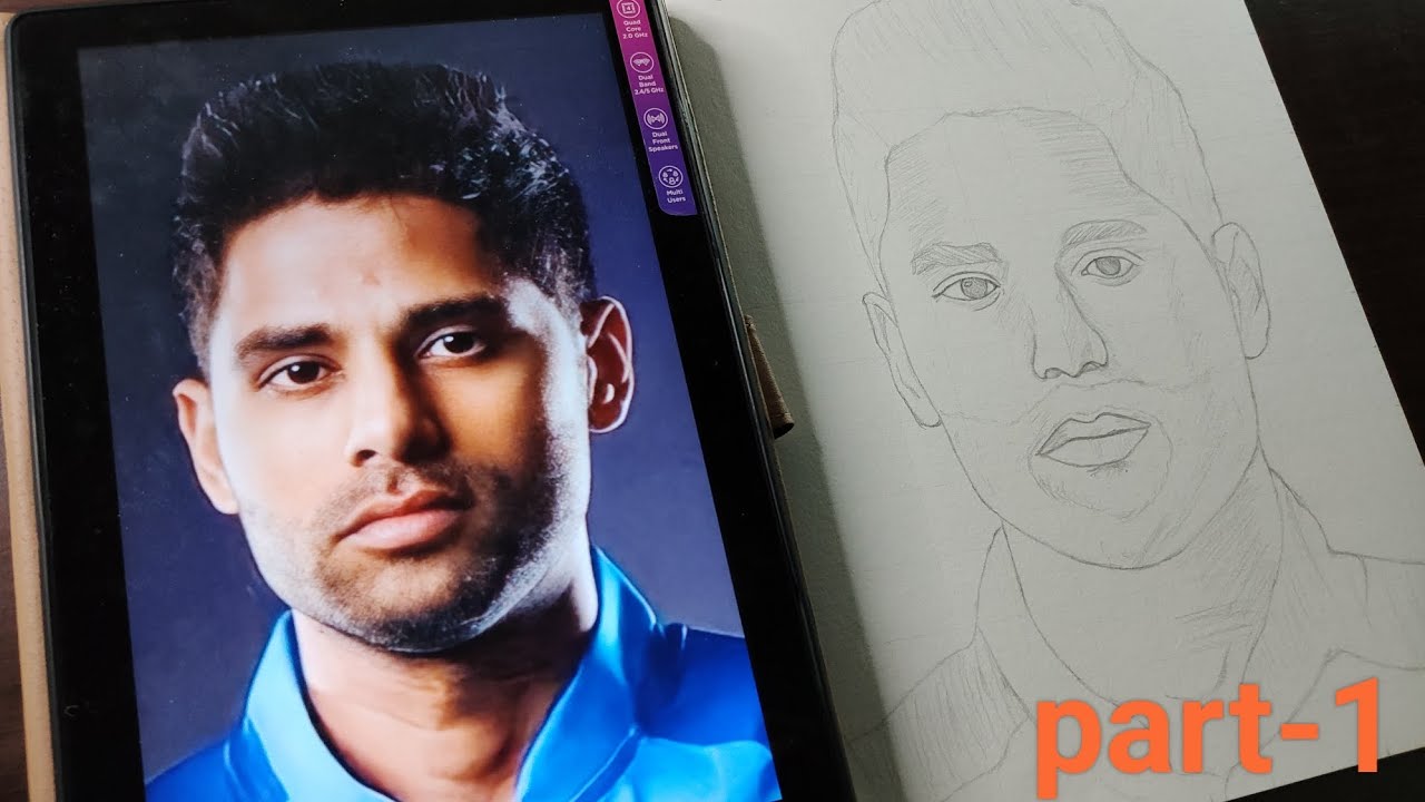 How to draw suryakumar yadav |drawing suryakumar yadav(outline)part- 1 ...