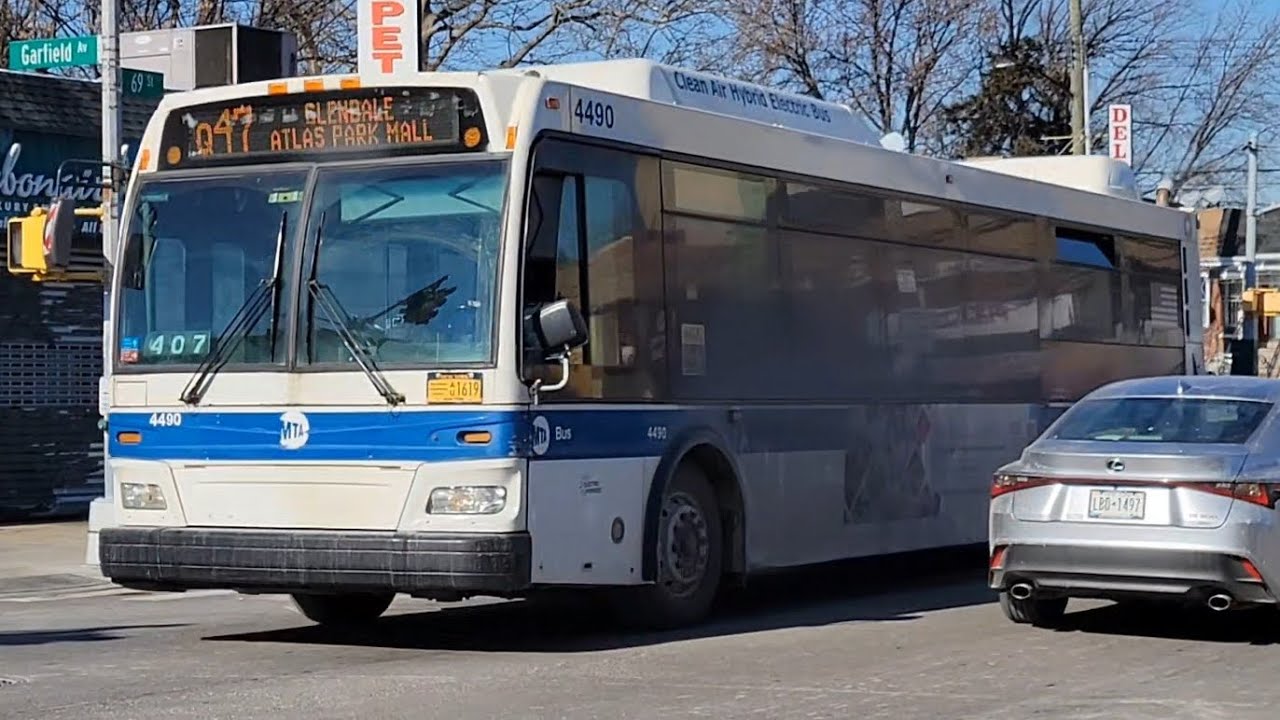 MTA Bus: A little bit of Q47 Bus Action @ 69th St & Garfield Ave - YouTube
