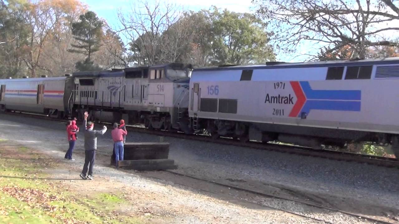 Amtrak Train 19 Rolls by with Dash 8 and Heritage Unit 156 Phase 1 ...
