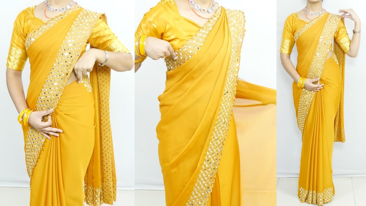 How to wear saree perfectly for wedding & functions | Saree draping with perfect pleats trick ...