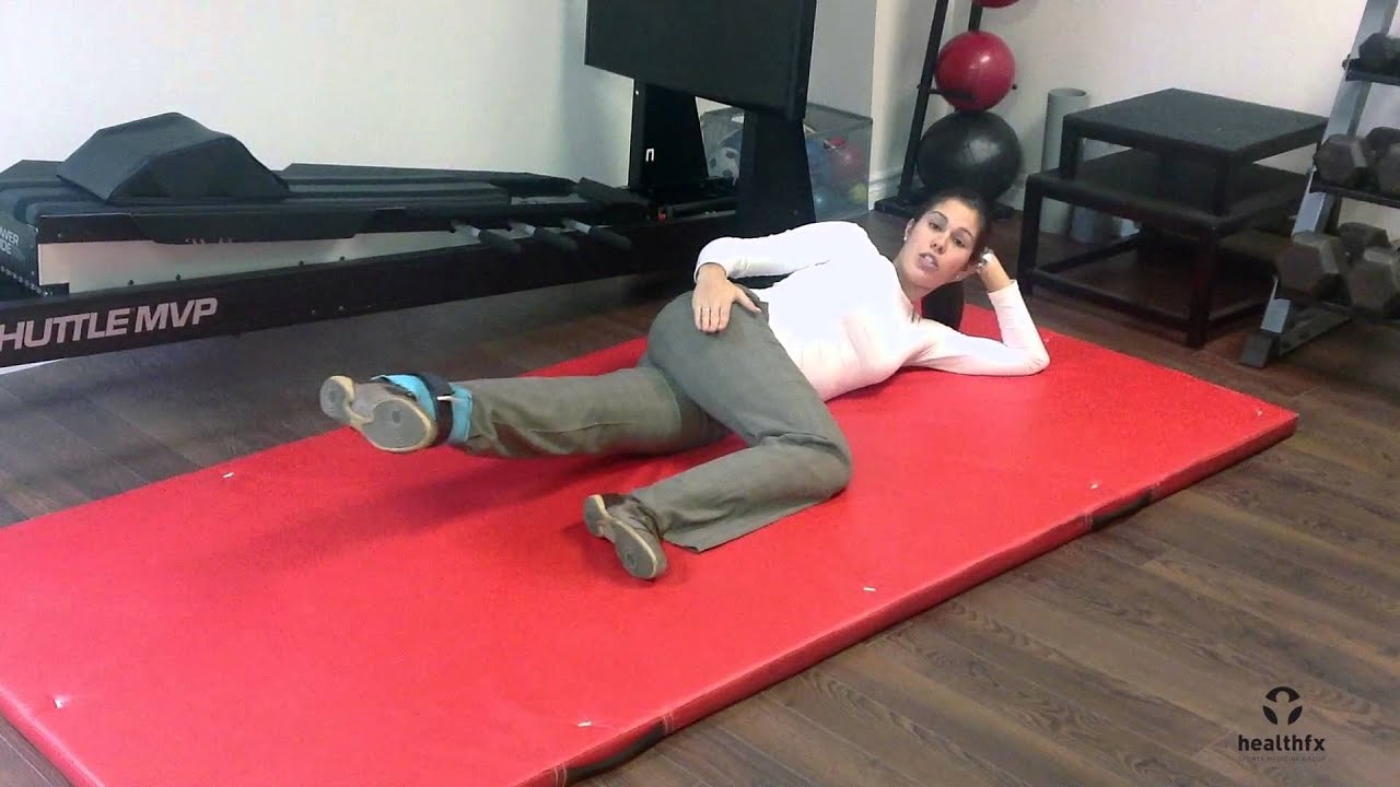 Side Lying Hip Adduction with sand weight - YouTube