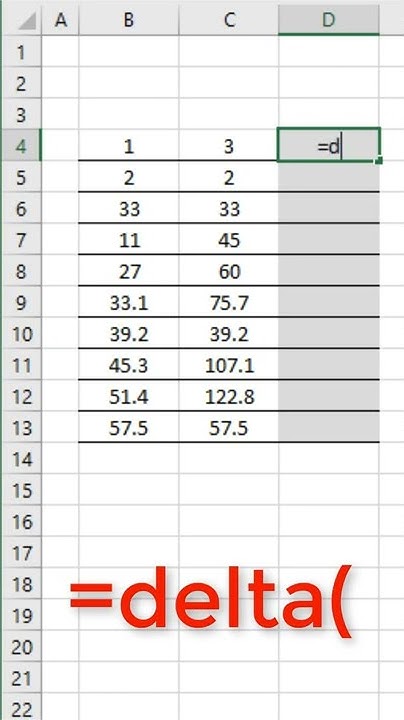 Microsoft Excel - delta formula - YouTube