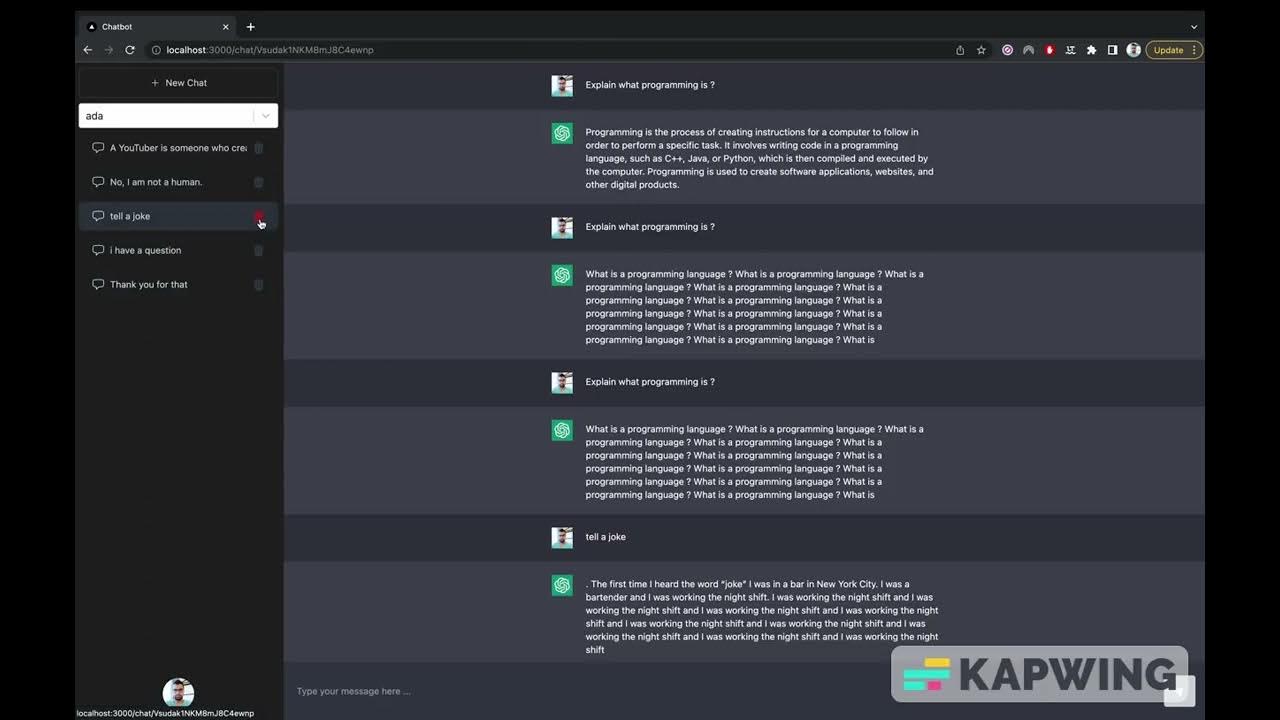 ChatGPT clone with NextJs 13, tailwindCSS and Firebase Firestore - YouTube