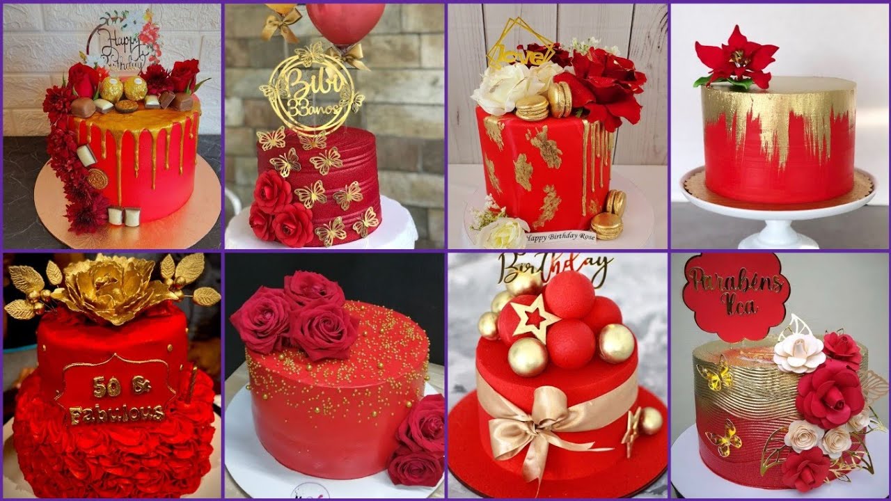BEAUTIFUL RED & GOLD CAKE DECORATING IDEAS || Latest Red and Gold Cake ...