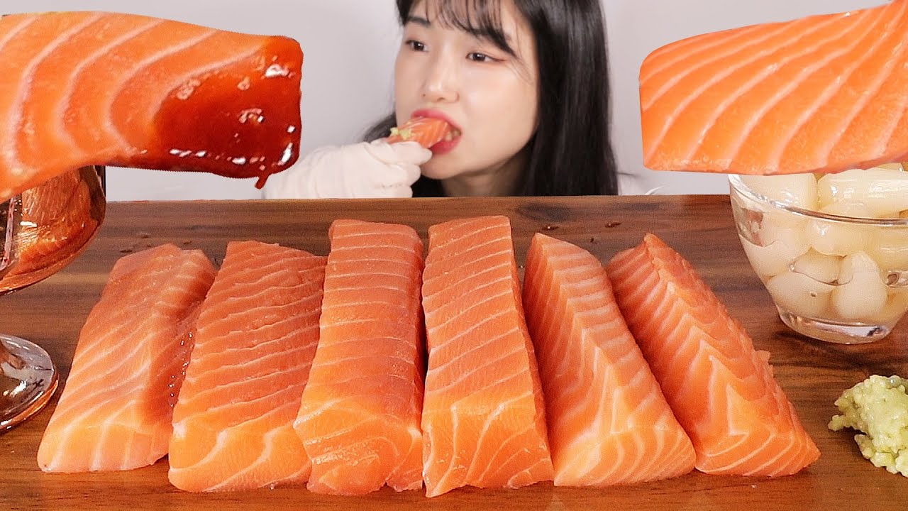 통연어🐟생연어회 통으로 먹기 Salmon Sashimi Asmr Mukbang Youtube