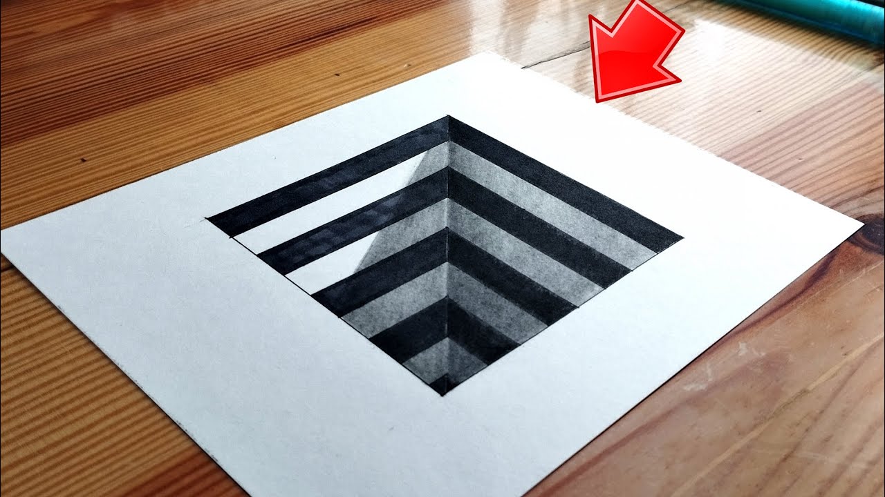 3D drawing || How to draw a 3D hole very easy || Optical illusion - YouTube