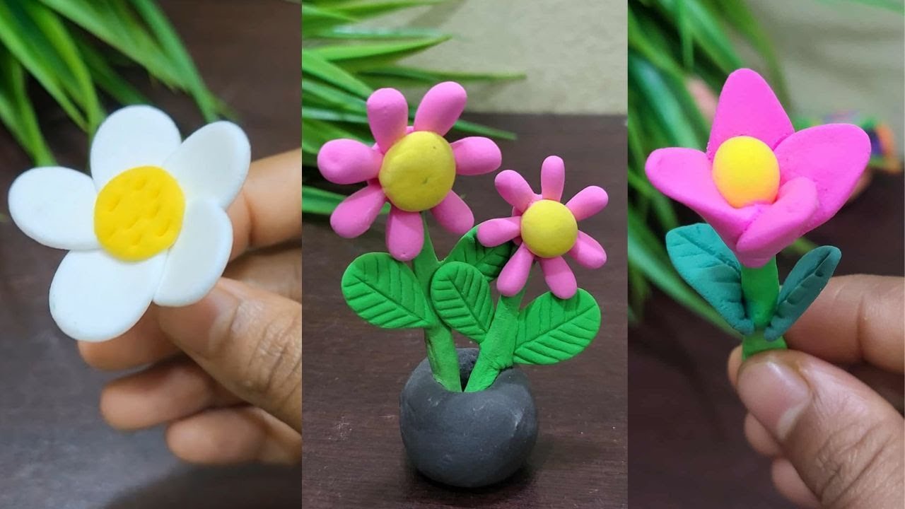 Diy Clay Modelling Flower for Beginners || Air Dry Clay Flower Craft ...