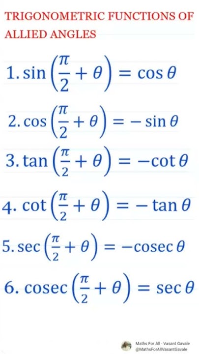 Class -11| Trigonometric Functions of Allied angles - YouTube